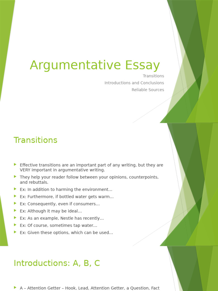 Argumentative Essay - Transitions | PDF | Essays | Wikipedia