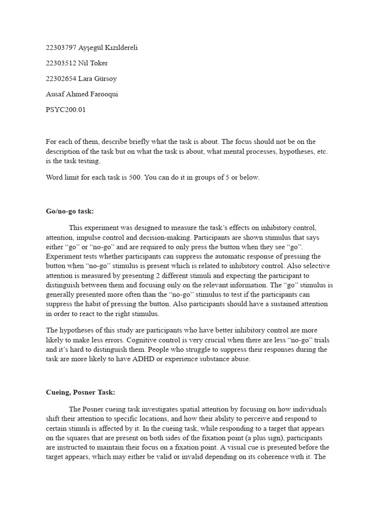 Cognitive Experiment List 1 | PDF | Attention | Mental Chronometry