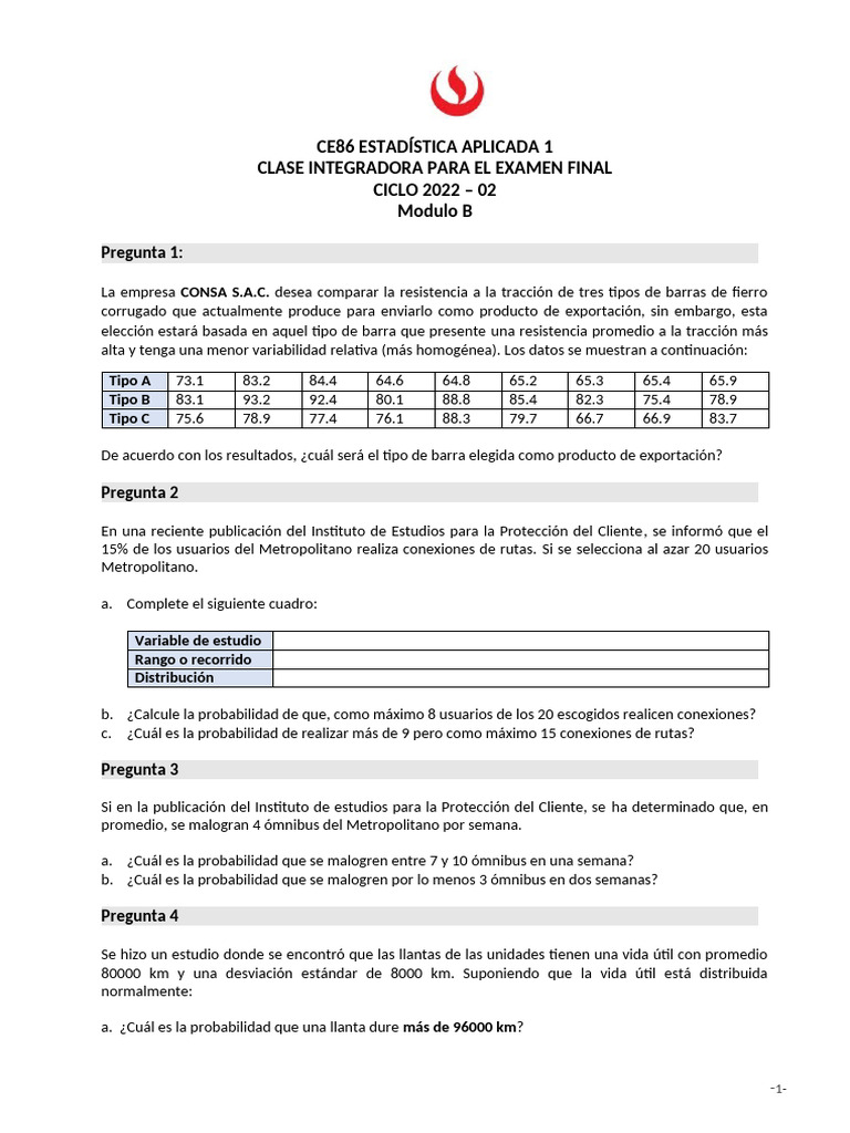 CE86 Taller Clase Integradora EB | PDF | Intervalo de confianza