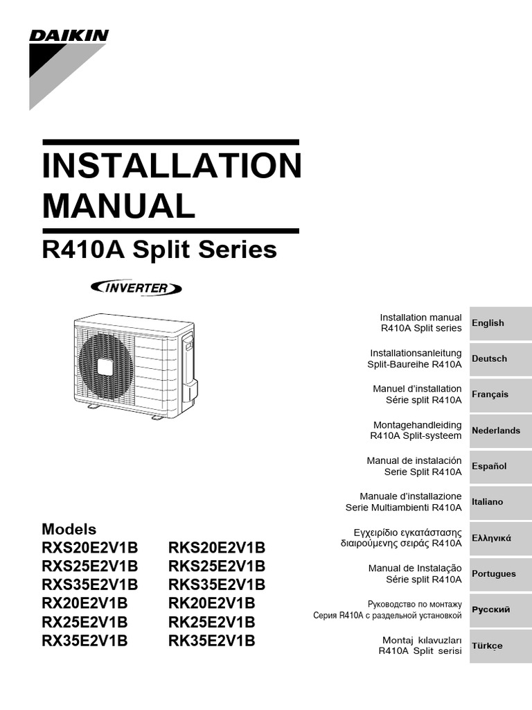 Daikin RX-E2V1B Inst Man | PDF | Pipe (Fluid Conveyance) | Thermal ...