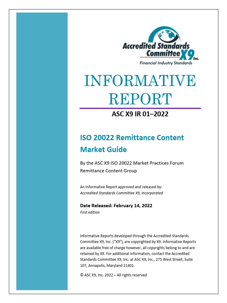 ISO 20022 Remittance Content Market Guide February 2022 | PDF | Invoice | Payments
