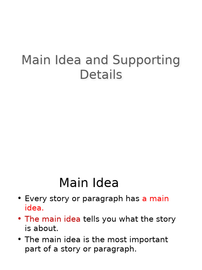 Understanding Main Ideas in Stories | PDF