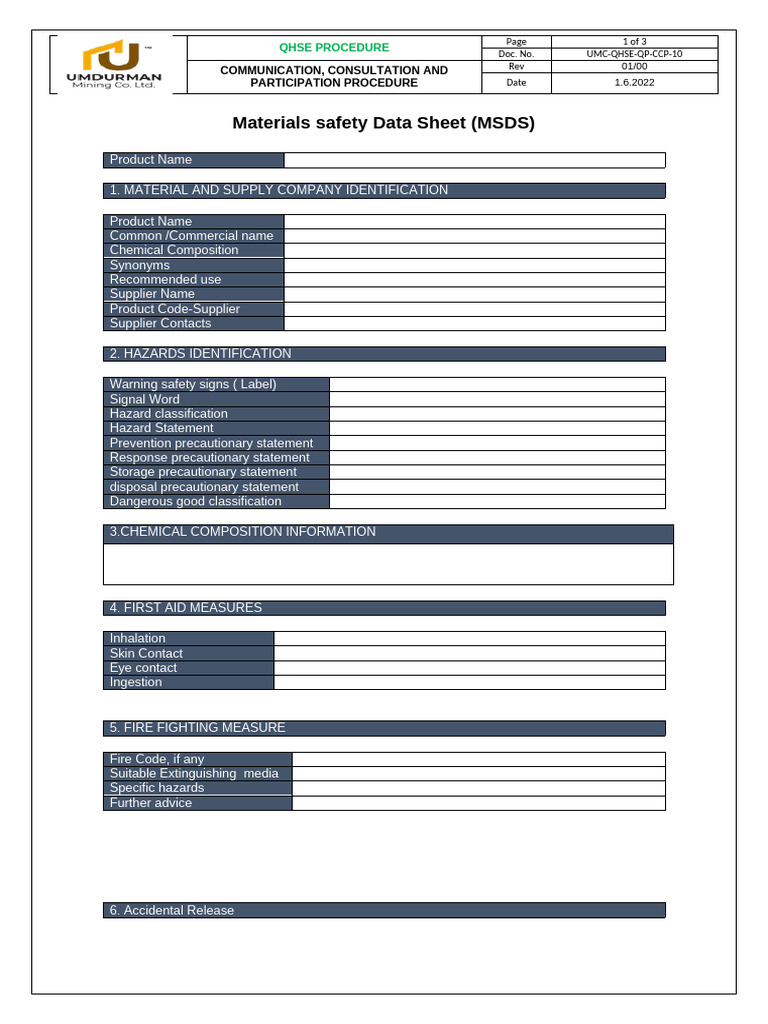 QHSE Communication & MSDS Procedure | PDF | Toxicity | Hazards