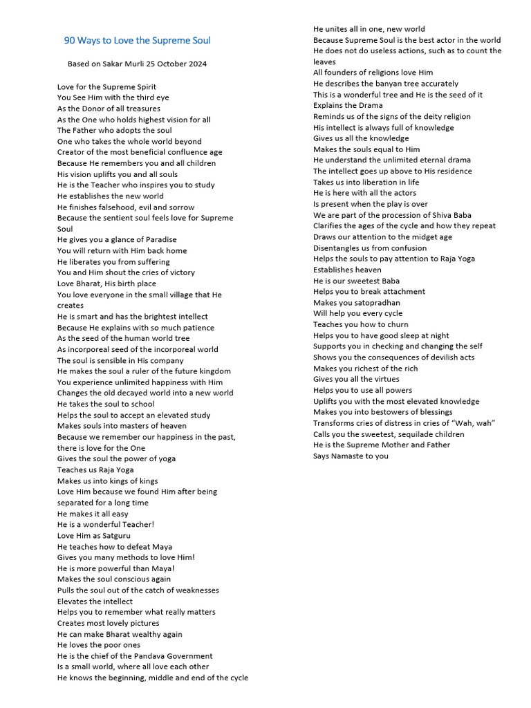 90 Ways To Love The Supreme Soul | PDF | Soul | Religious Belief And ...