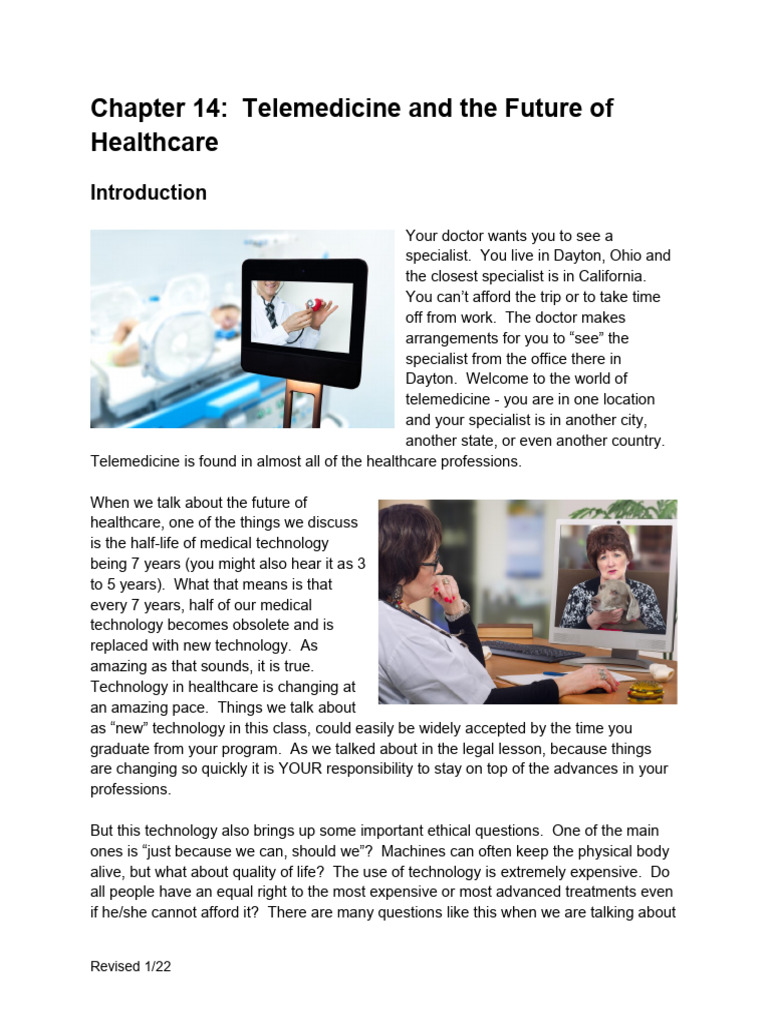 Chapter 14 Telemedicine & The Future of Healthcare | PDF | Surgery ...