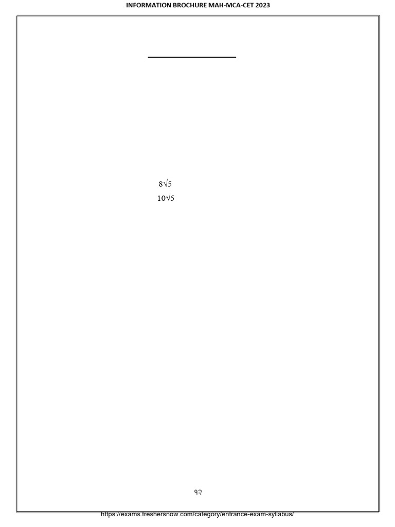 MAH MCA CET Sample Paper | PDF