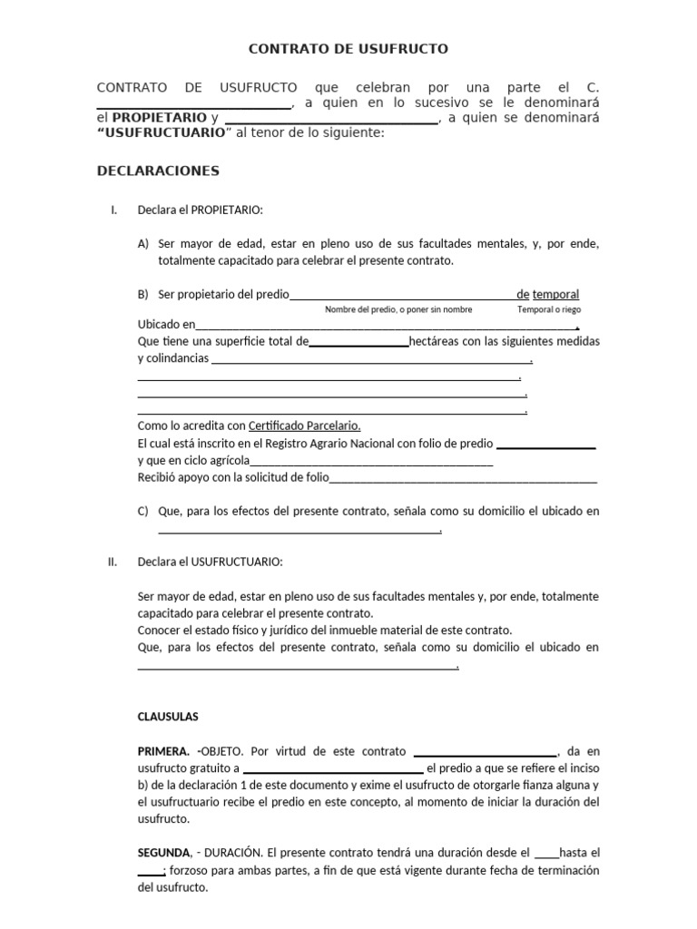 Contrato de Usufructo 2024 | PDF | Justicia | Crimen y violencia