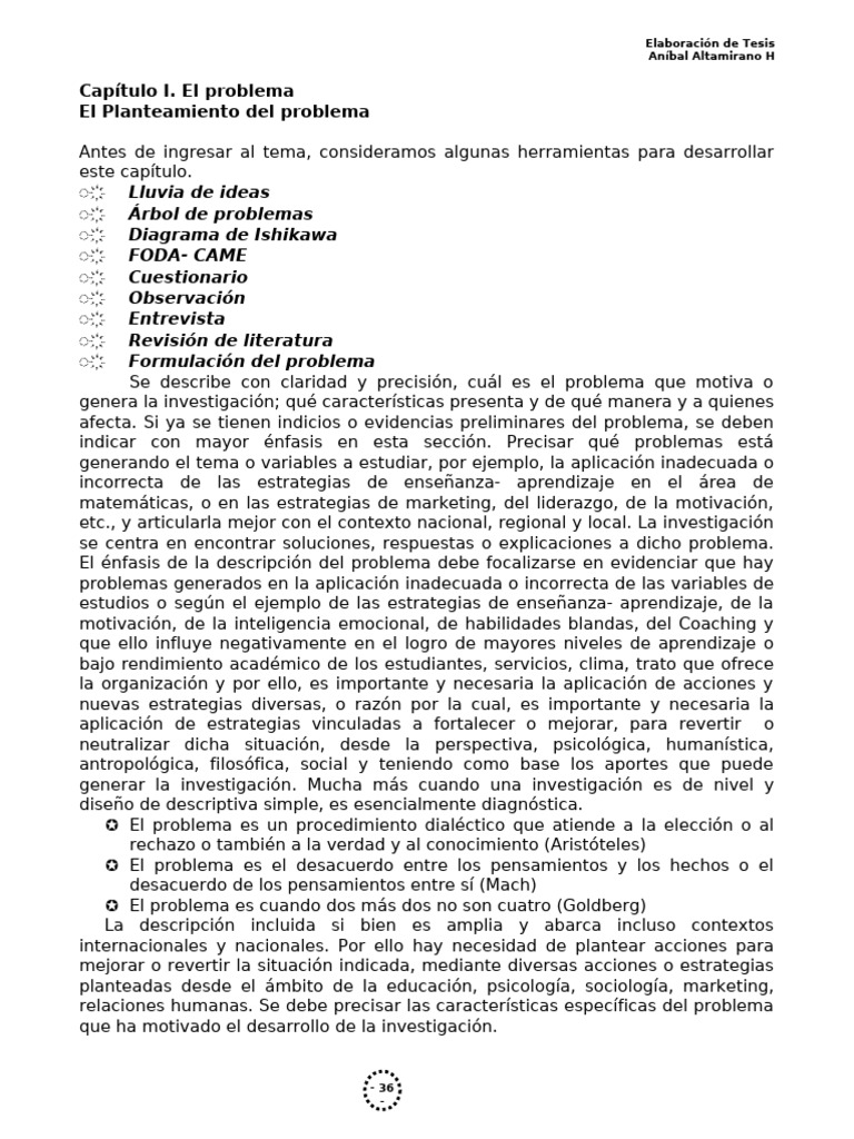 Plantemiento Del Problema Cap I | PDF | Cognición