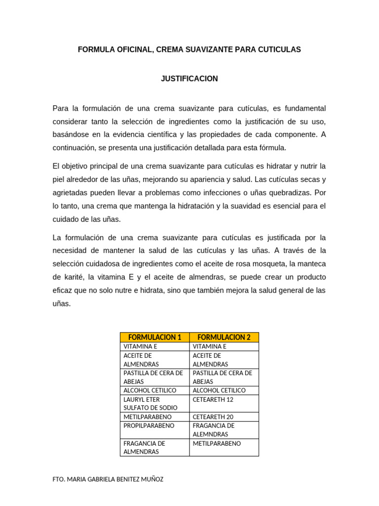 Crema Suavizante para Cutículas: Fórmulas y Beneficios | PDF ...