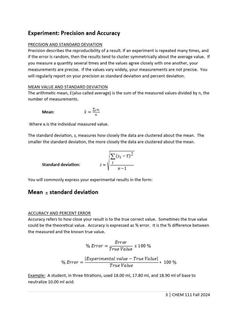 Precision and Accuracy Lab | PDF | Accuracy And Precision | Standard Deviation
