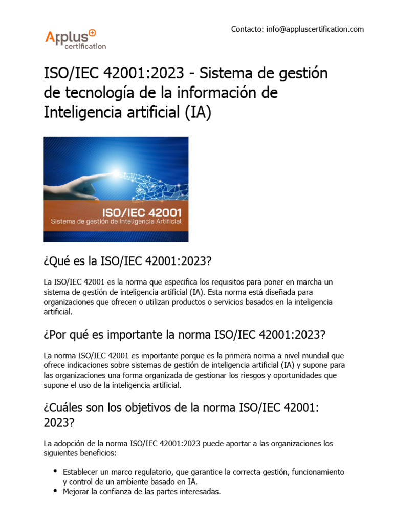 Iso Iec 42001 2023 Sistema de Gestion de Tecnologia de La Informacion ...