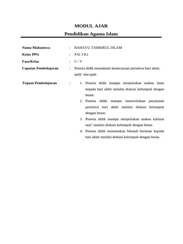 Modul Ajar Cooperative Learning Metode Jigsaw | PDF