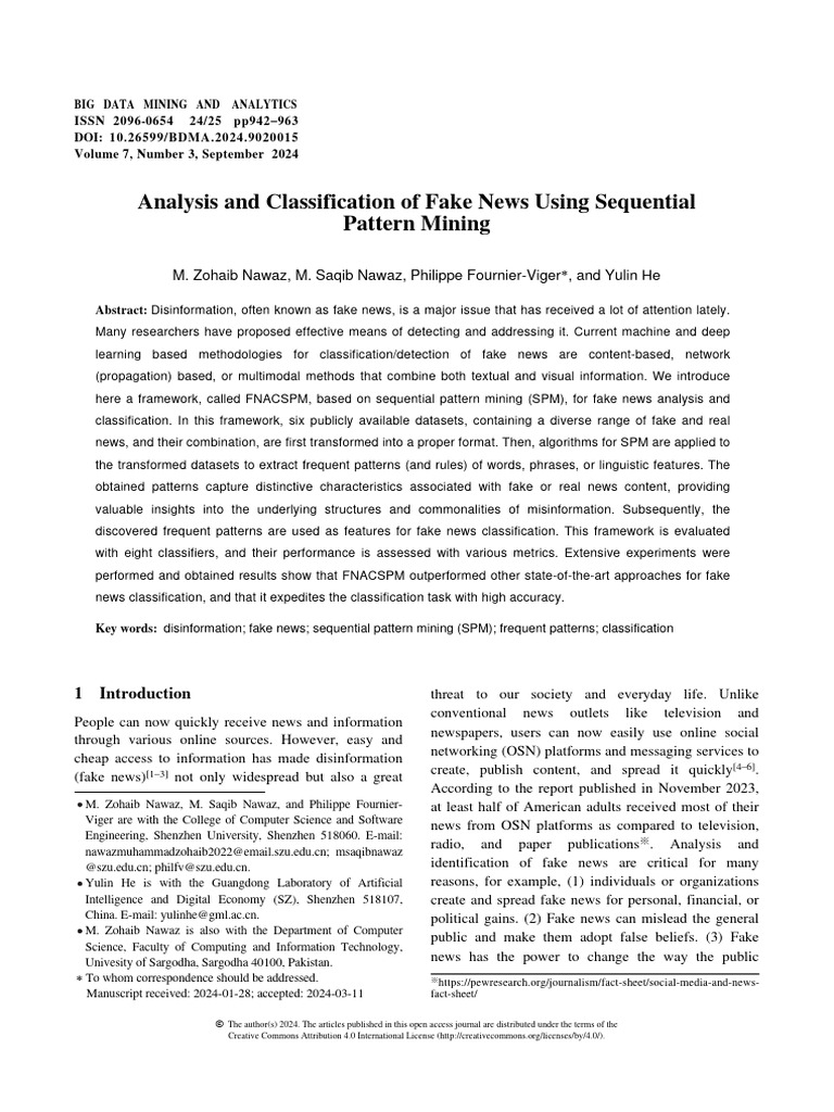 Analysis_and_Classification_of_Fake_News_Using_Sequential_Pattern_Mining | PDF | Machine ...