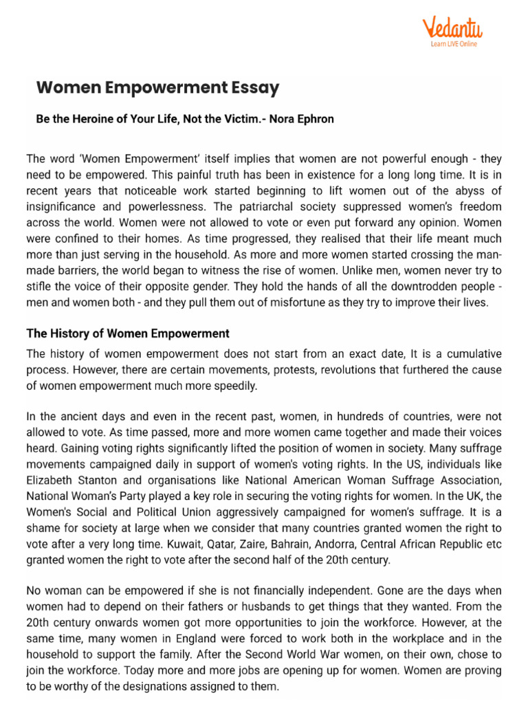 Women Empowerment Essay | PDF