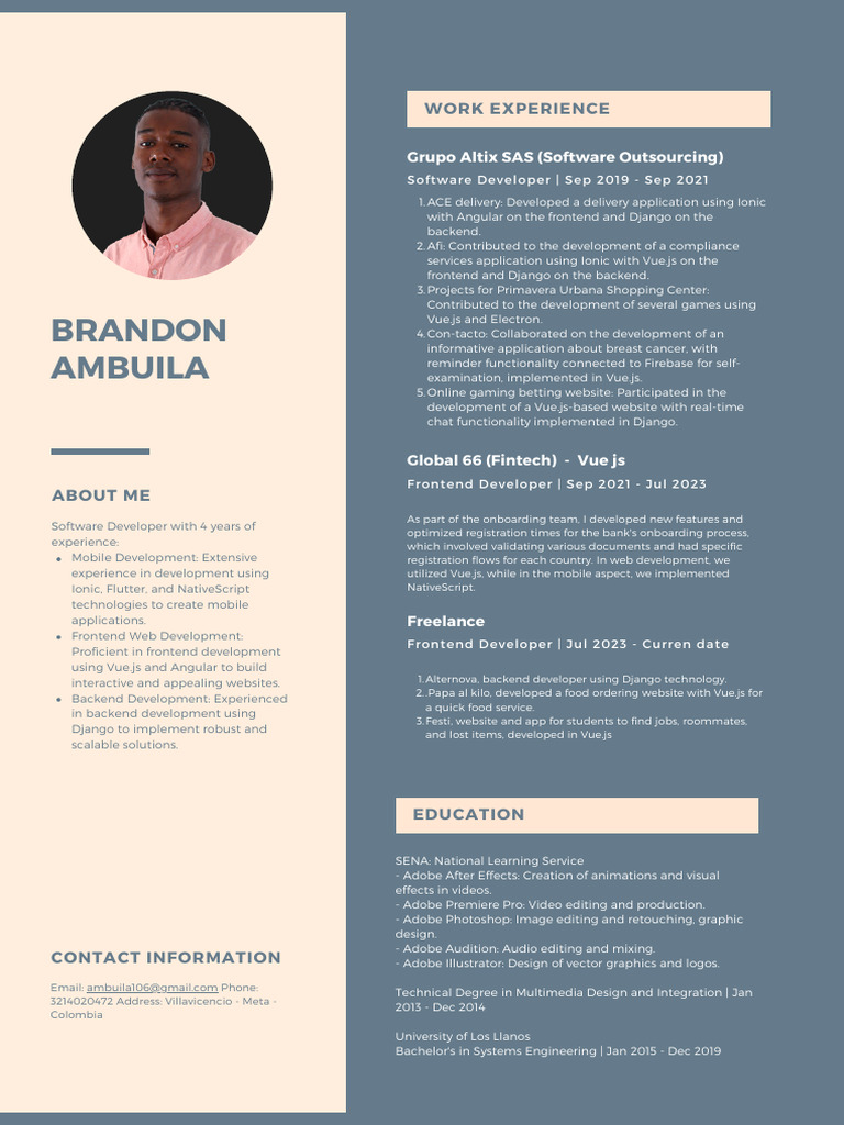 Curriculum Vitae Brandon Ambuila | PDF | Web Development | Software
