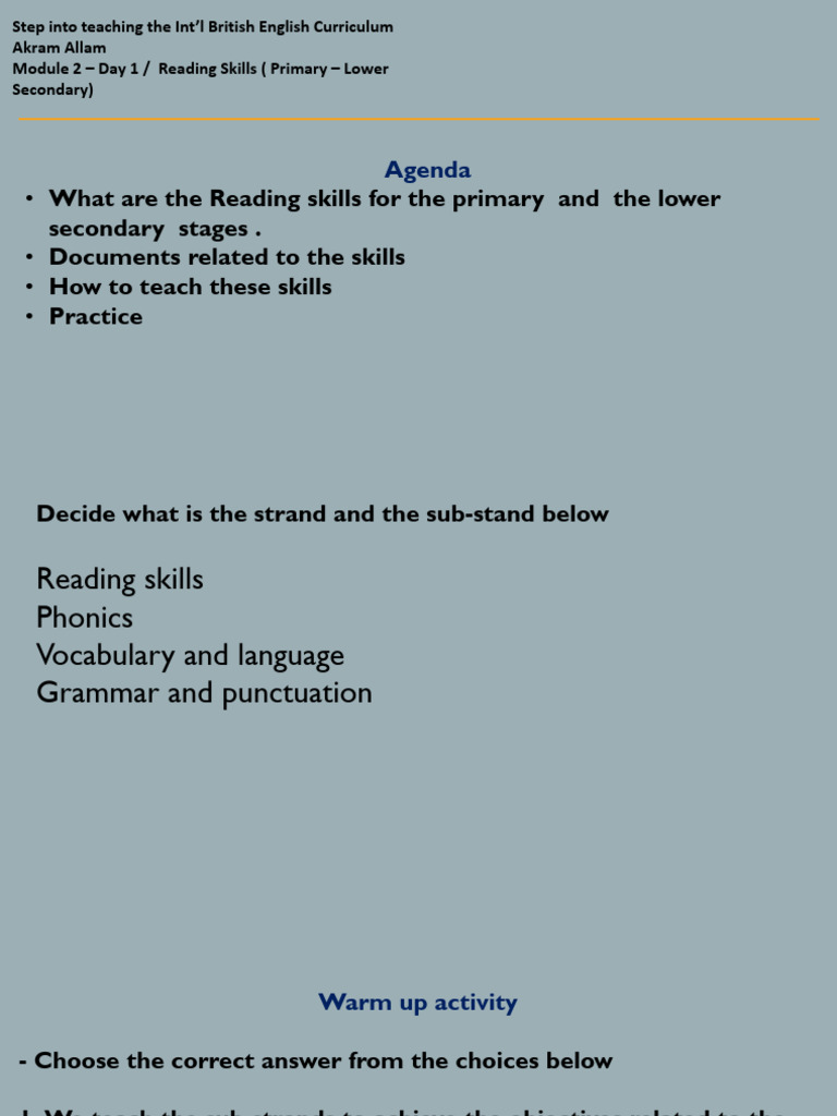 Module 2 Reading Skills - Day 1 | PDF | Adverb | Phonics