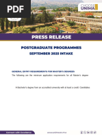 Unima Postgraduate 2025 Advert | PDF | Academic Degree | Doctor Of Philosophy