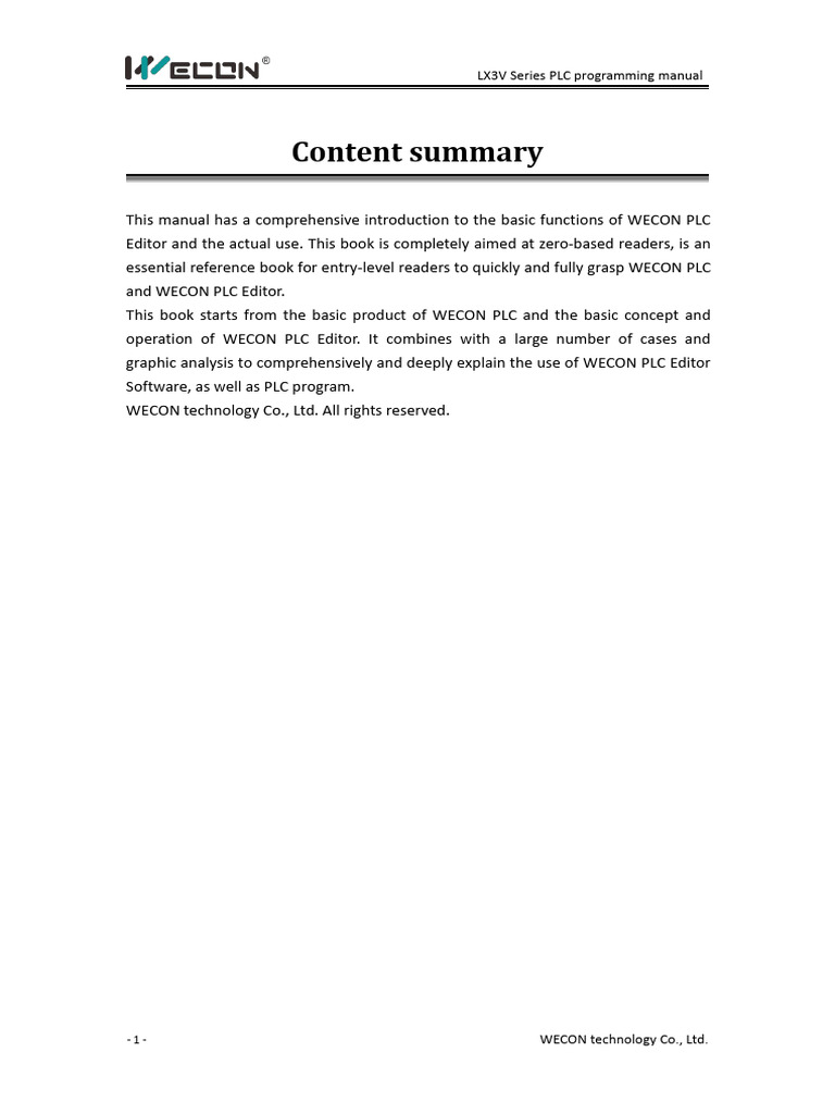 WECON PLC Programming Manual V1.0.3 | PDF