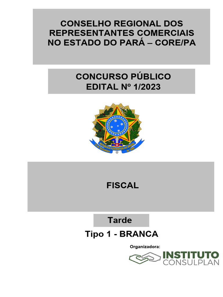 Edital do Concurso para Fiscal CORE/PA | PDF
