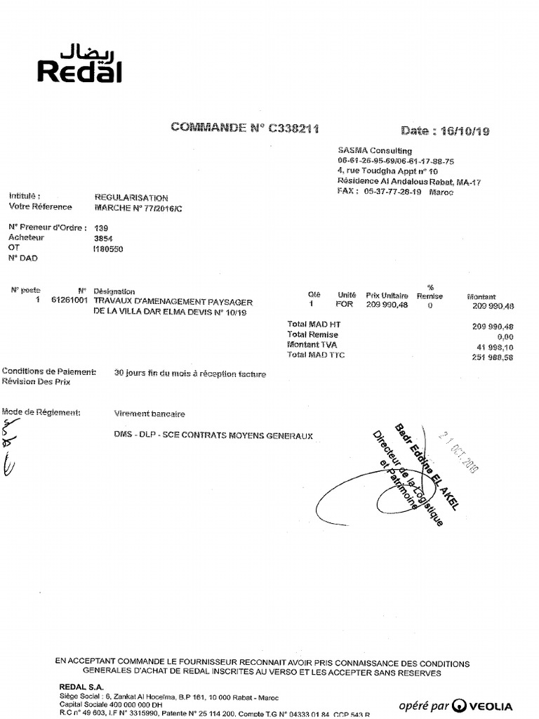 Cde N° C 338211 SASMA -dossier complet | PDF