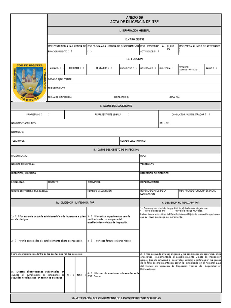 Anexo 9 Acta de Diligencia de ITSE | PDF | Documento de identidad