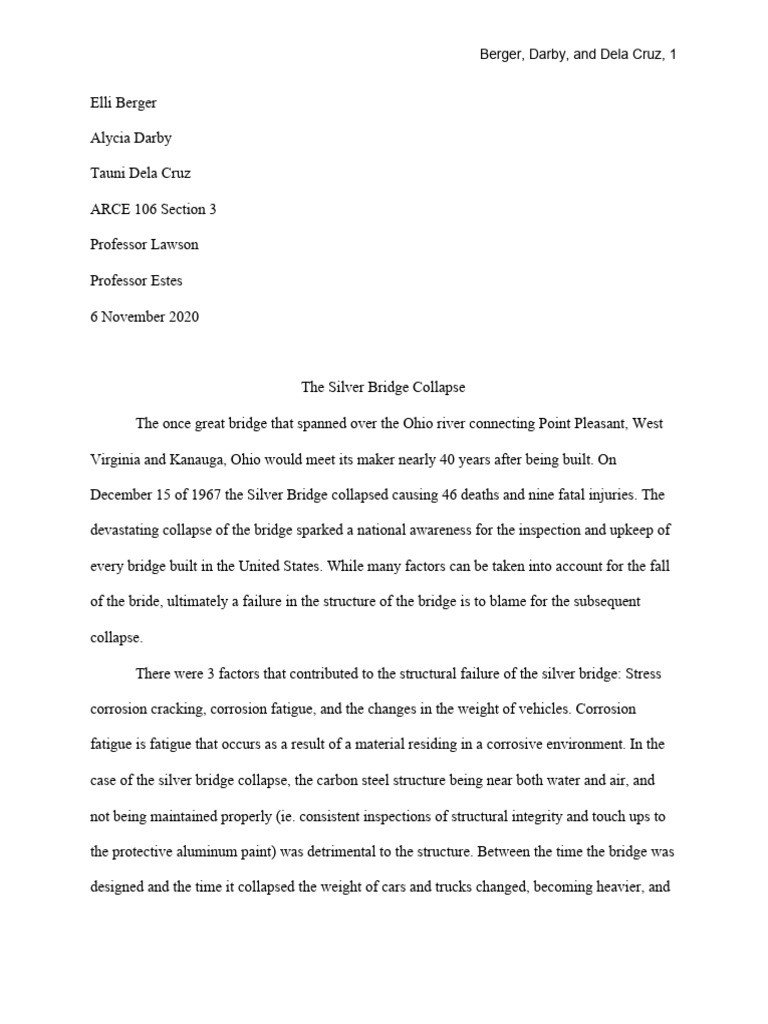 Activity 8 Silver Bridge Collapse Report | PDF | Corrosion | Bridge