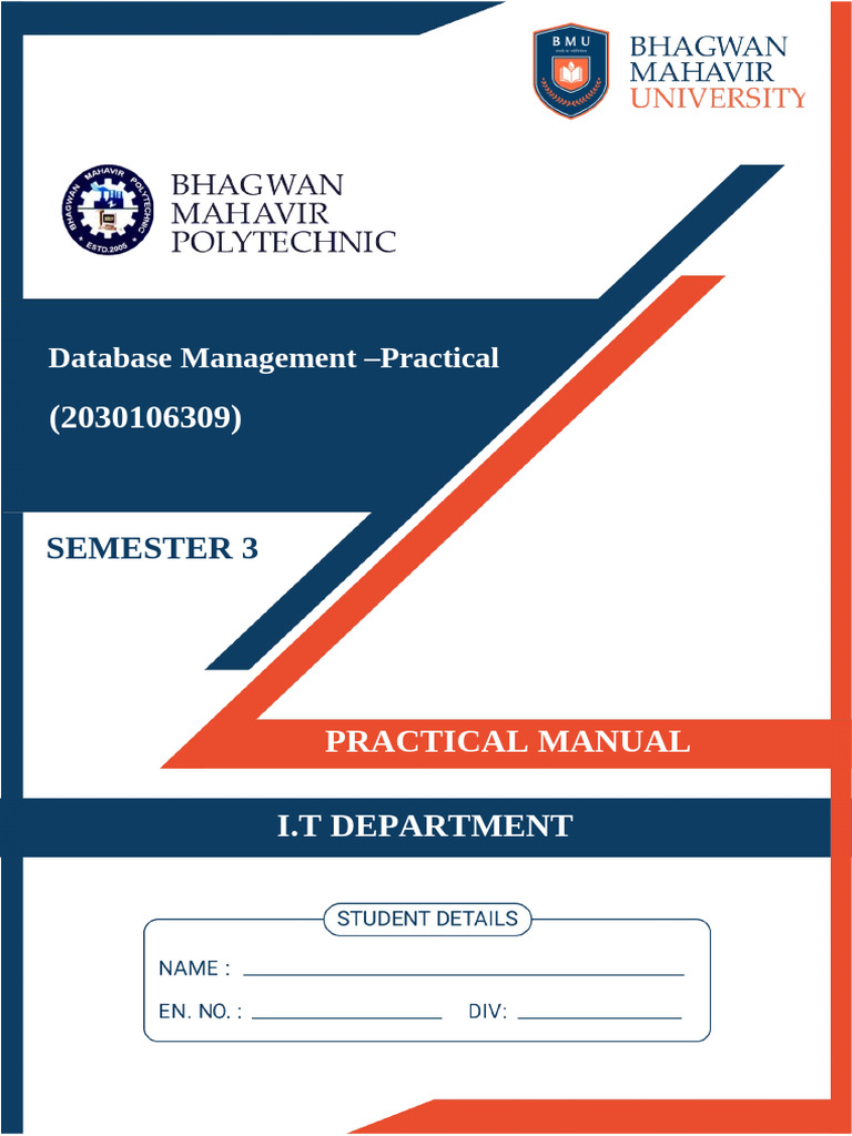 Database Management Practical Manual | PDF | Sql | Table (Database)