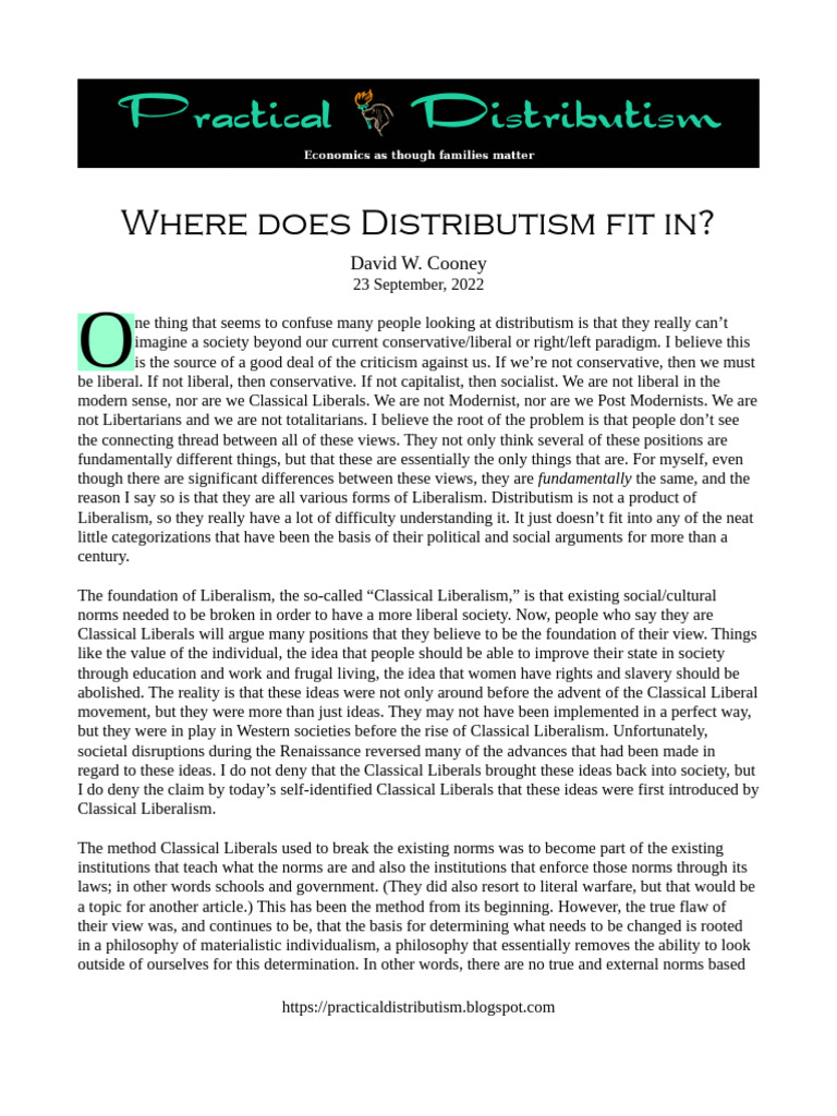 Where does Distributism fit in | PDF | Liberalism | Conservatism