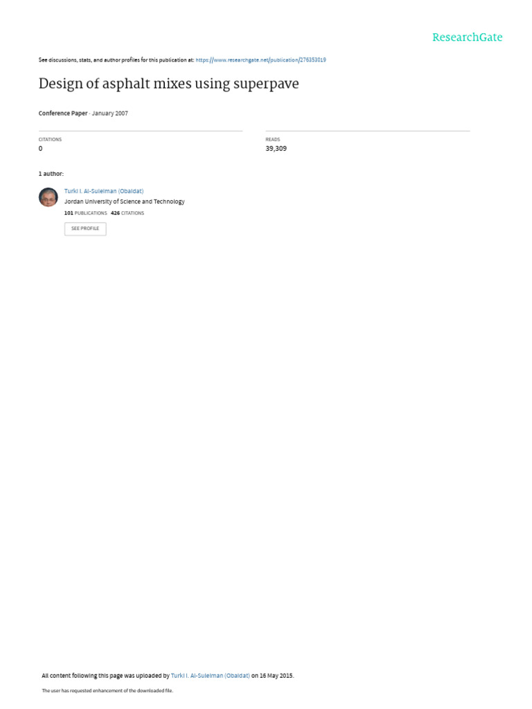 Design of Asphalt Mixes Using Superpave | PDF