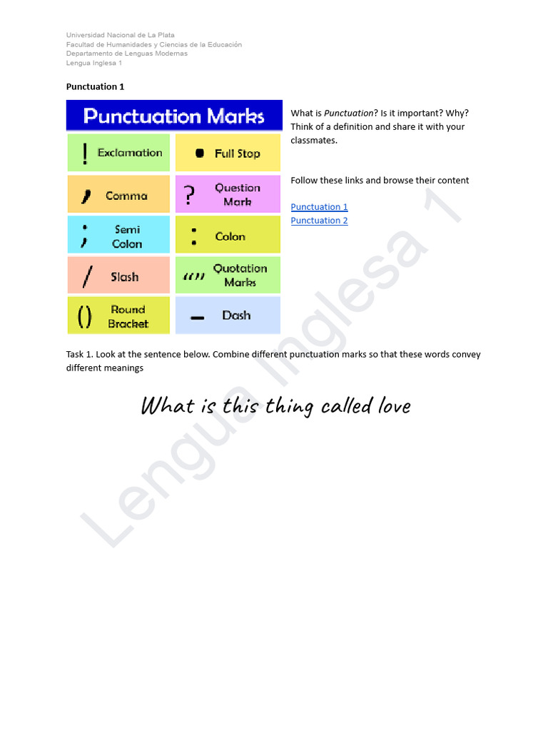 Punctuation Task 1 _ Students Copy _ Module 1 | PDF