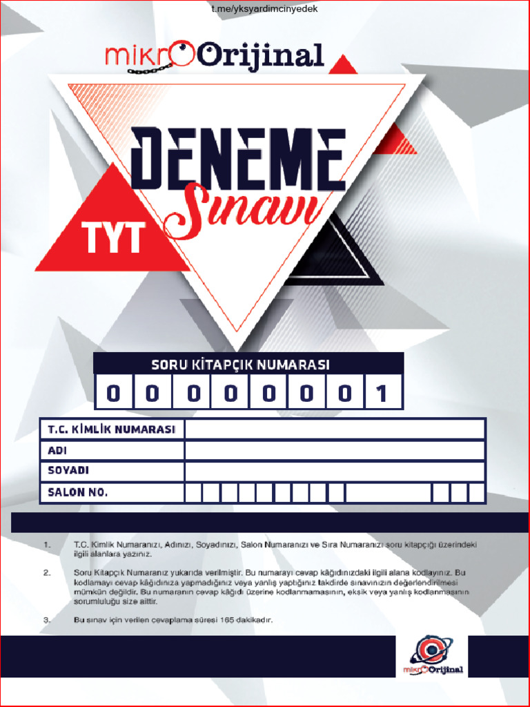 mikro orijinal - TYT TG - 1. Deneme Sınavı - CA Var | PDF