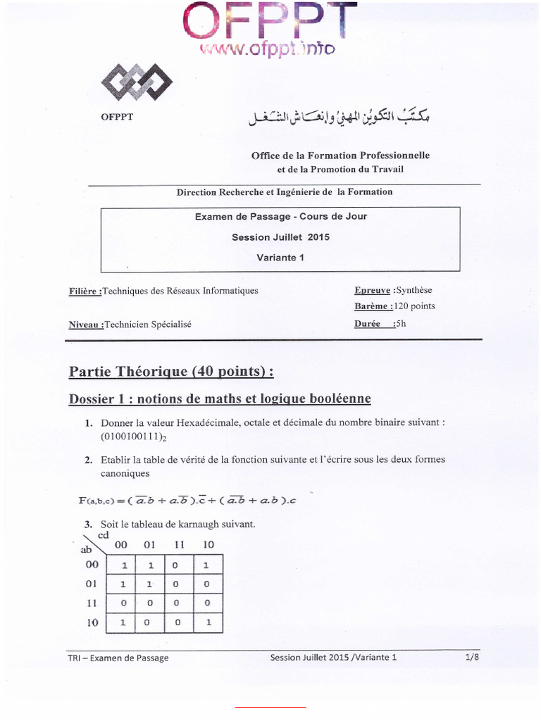 Examen de Passage Tri - 2015 - Khalid Katkout | PDF