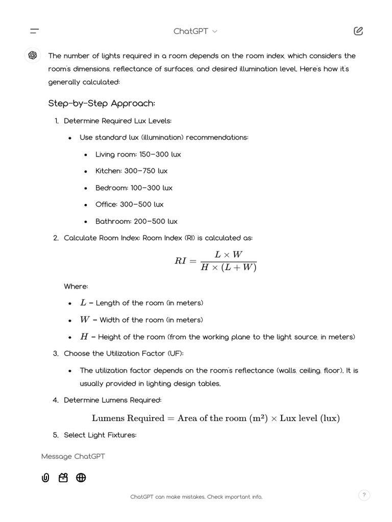 Room Lighting Calculation (1) | PDF
