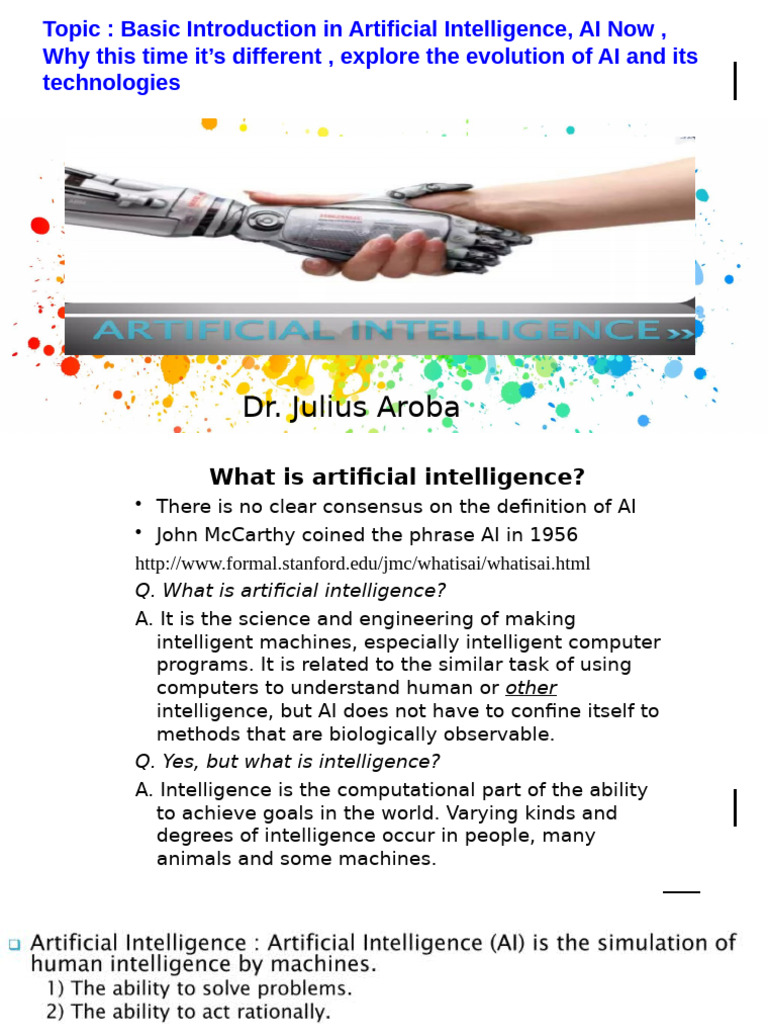 Basic Introduction in Artificial Intelligence AI Now Why This Time It’s ...