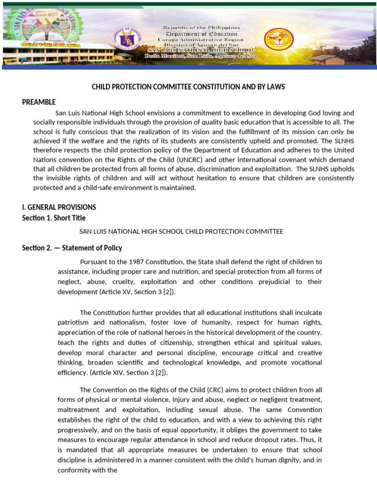 Child Protection Committee Constitution and by Laws | PDF | Child Abuse ...