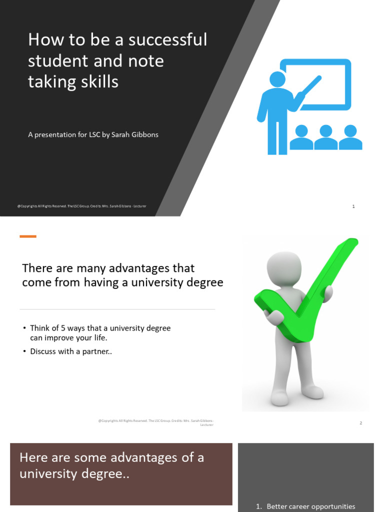 SSHE Week 2 - Being A Successful Student and Note Taking Methods | PDF ...