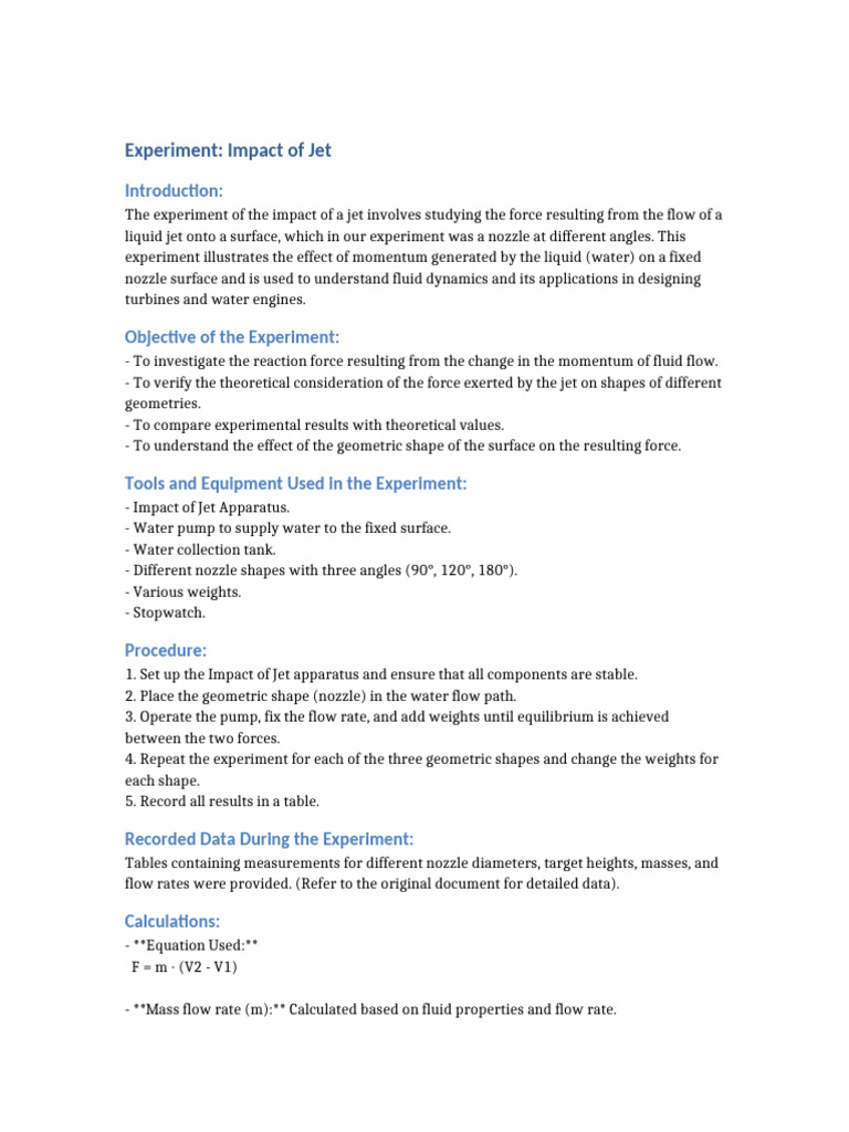 Impact of Jet Experiment | PDF
