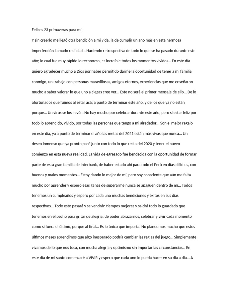 Felices 23 Primaveras para Mí | PDF