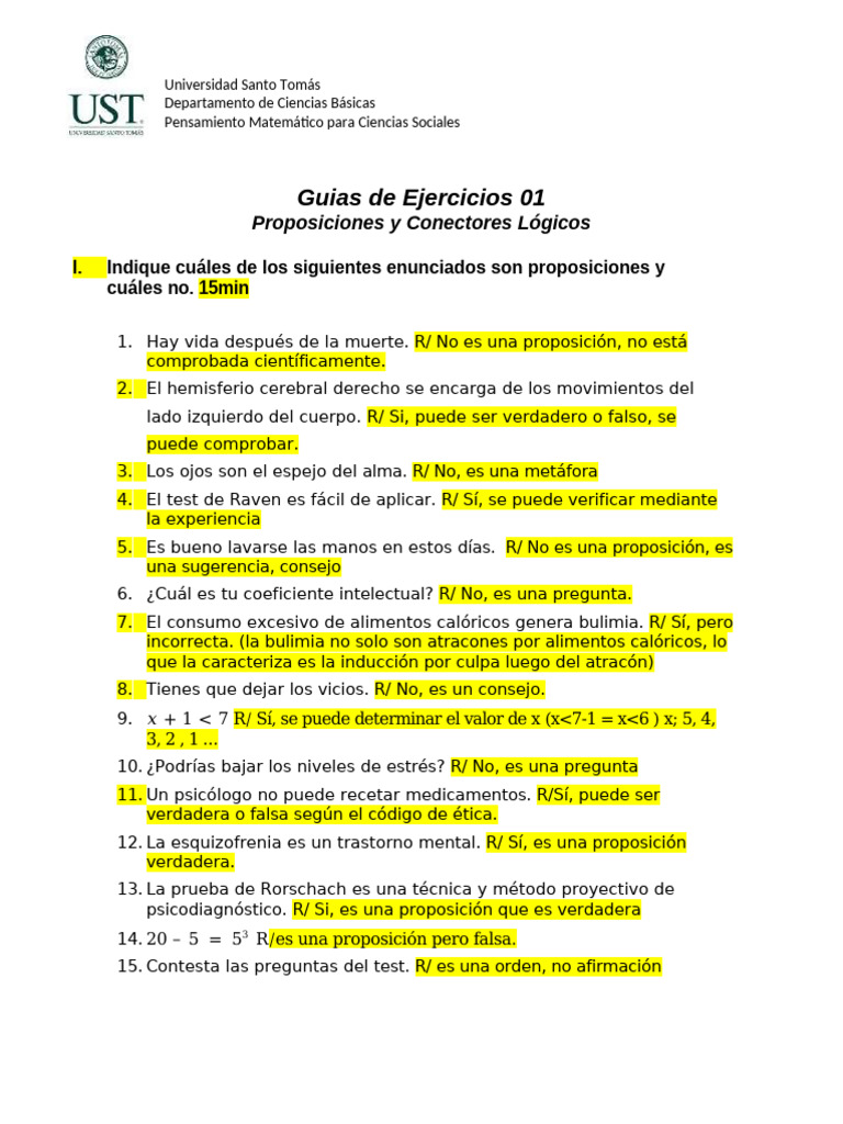 Guía 01 PMPCS - Proposiciones, Conectores y Traducción | PDF | Proposición