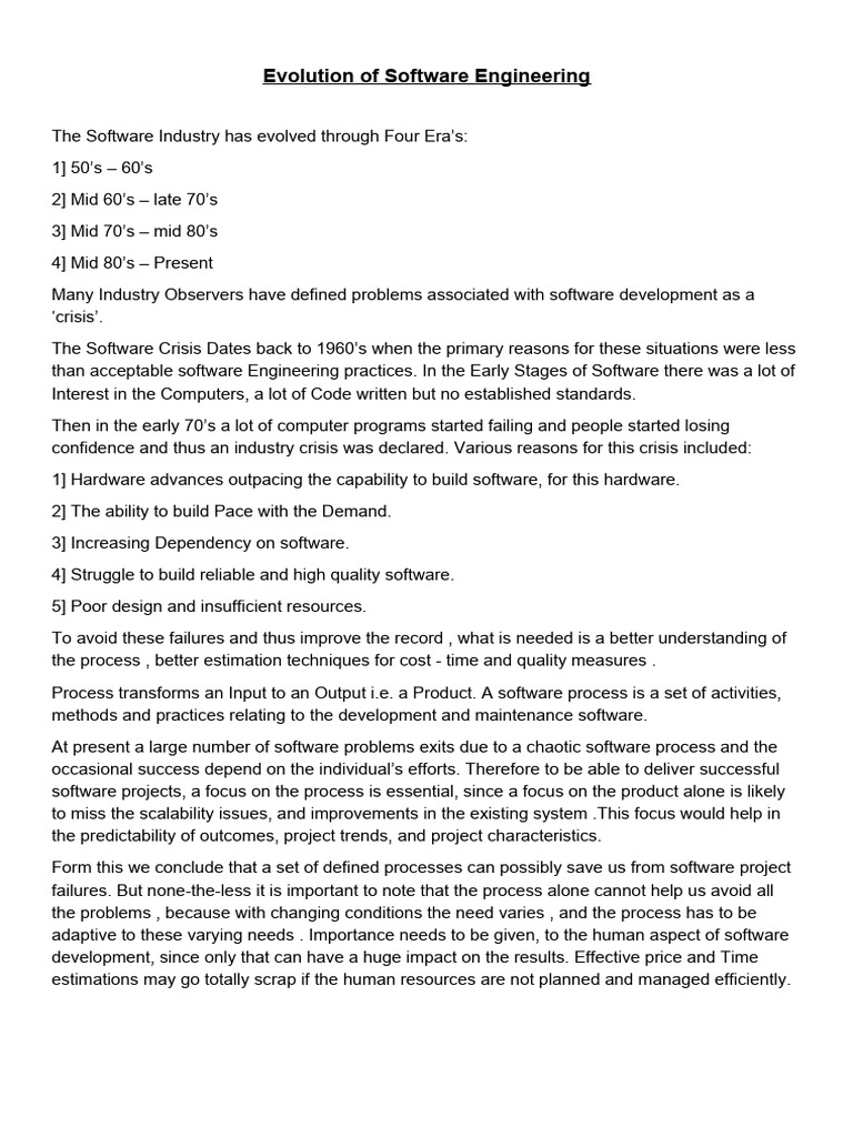 CH 1 Software Engineering and Models | PDF | Software | Software Development Process