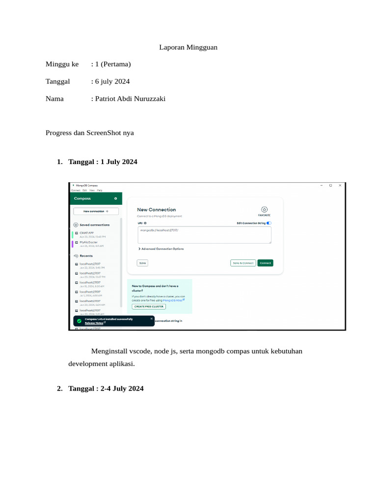 Laporan Mingguan-Minggu Ke | PDF