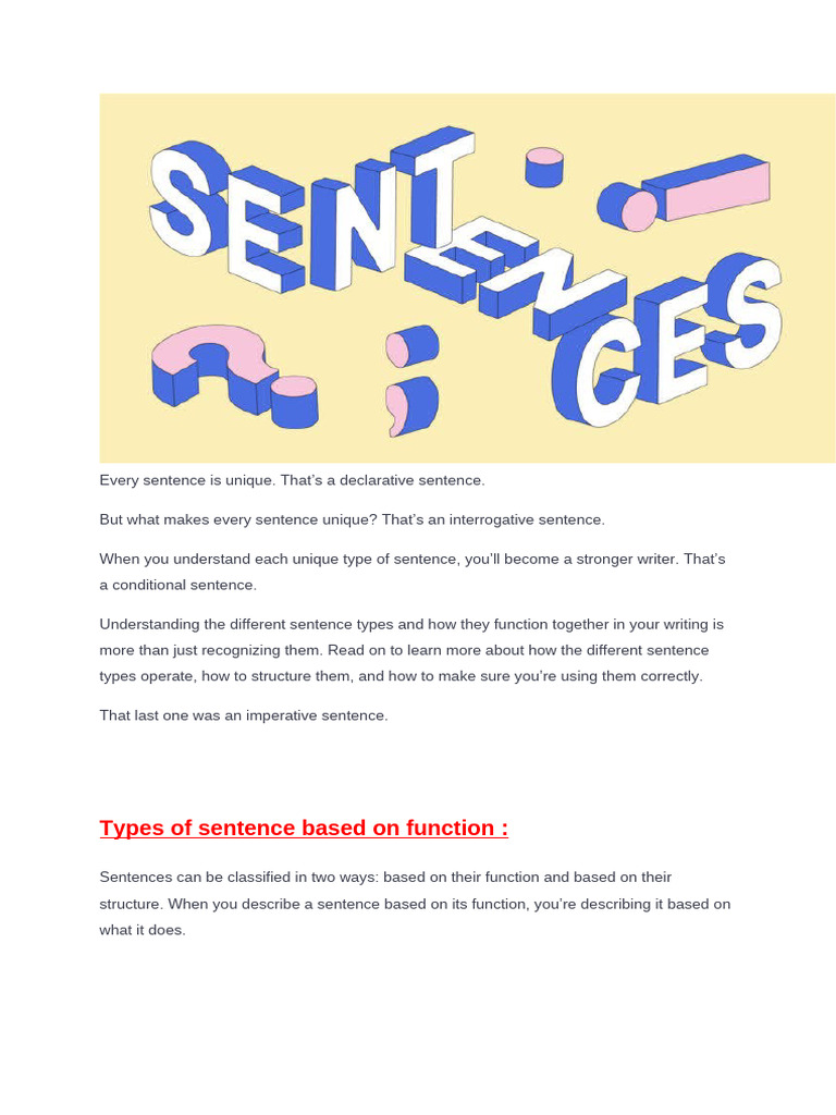 Week 4 Types of Sentence | PDF | Sentence (Linguistics) | Verb