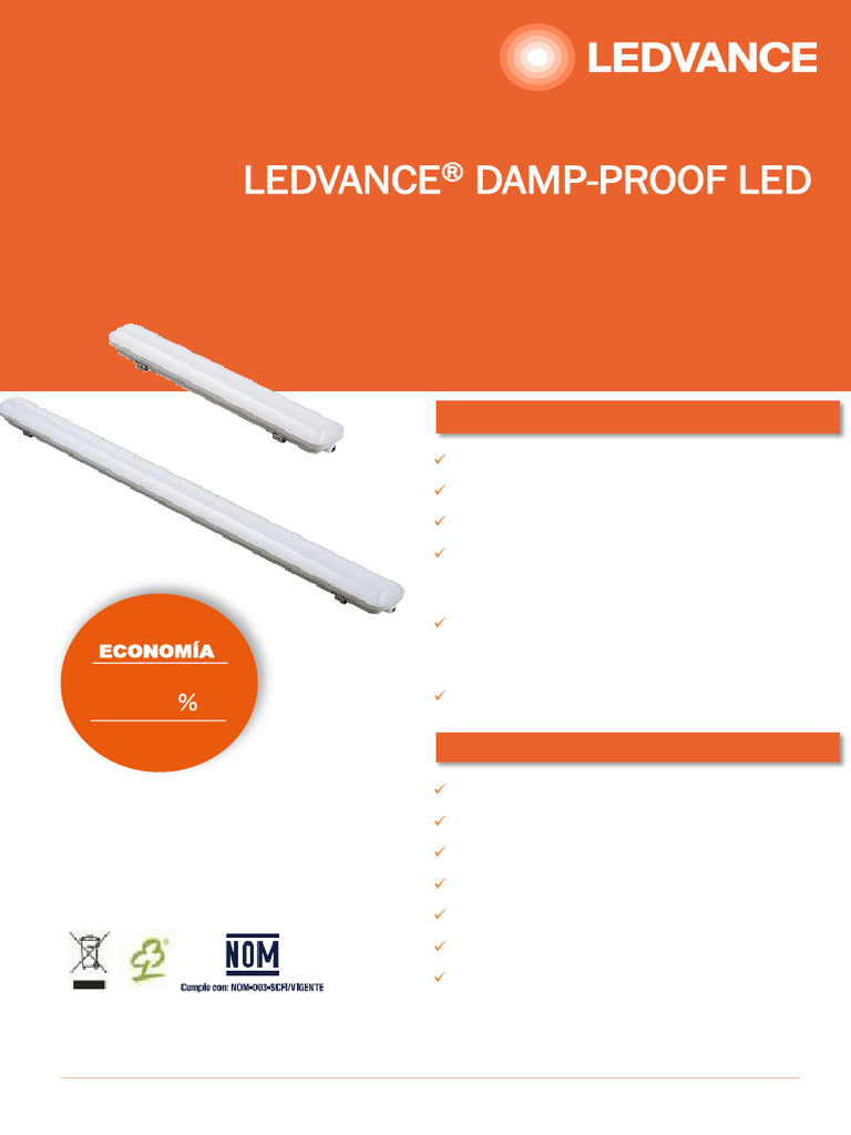 LEDVANCE DAMP-PROOF LED: Eficiencia y Durabilidad | PDF | Diodo emisor ...