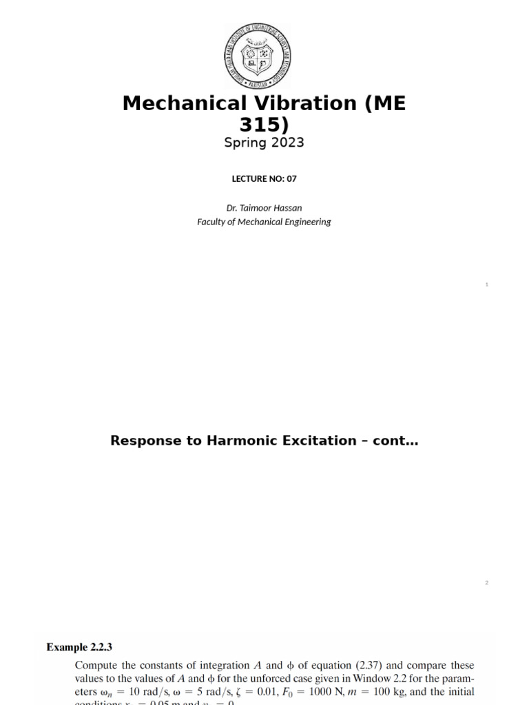 Lecture07_new copy | PDF | Damping | Mechanical Engineering