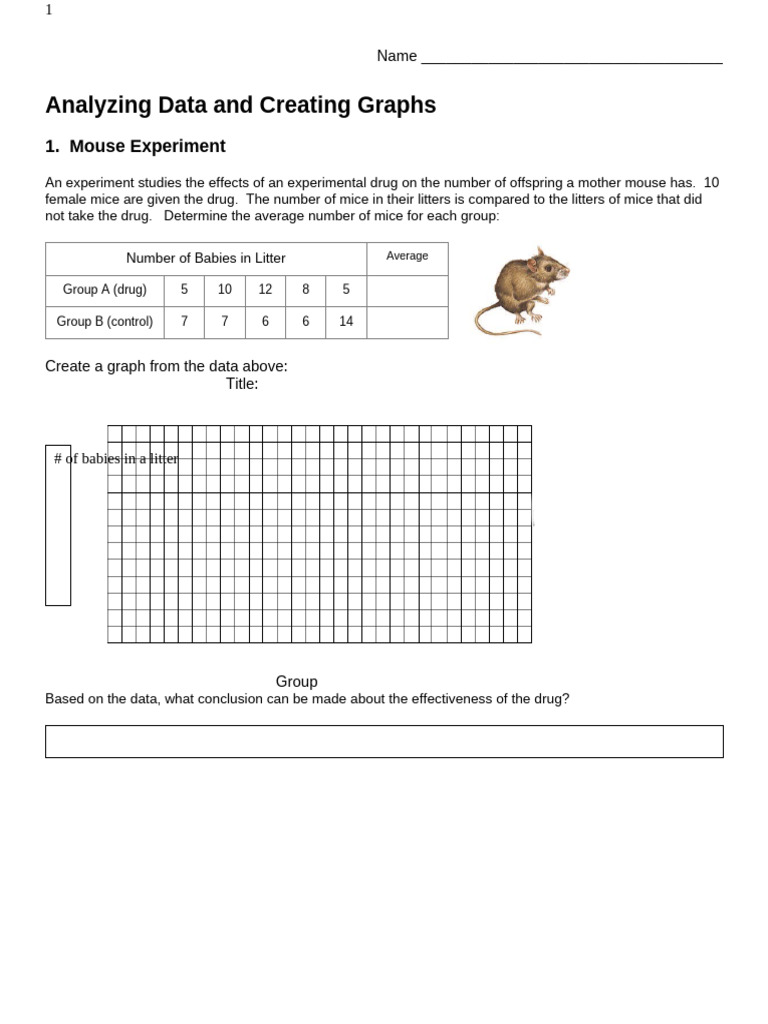 Analyzing Data and Creating Graphs Activity | PDF | Mouse