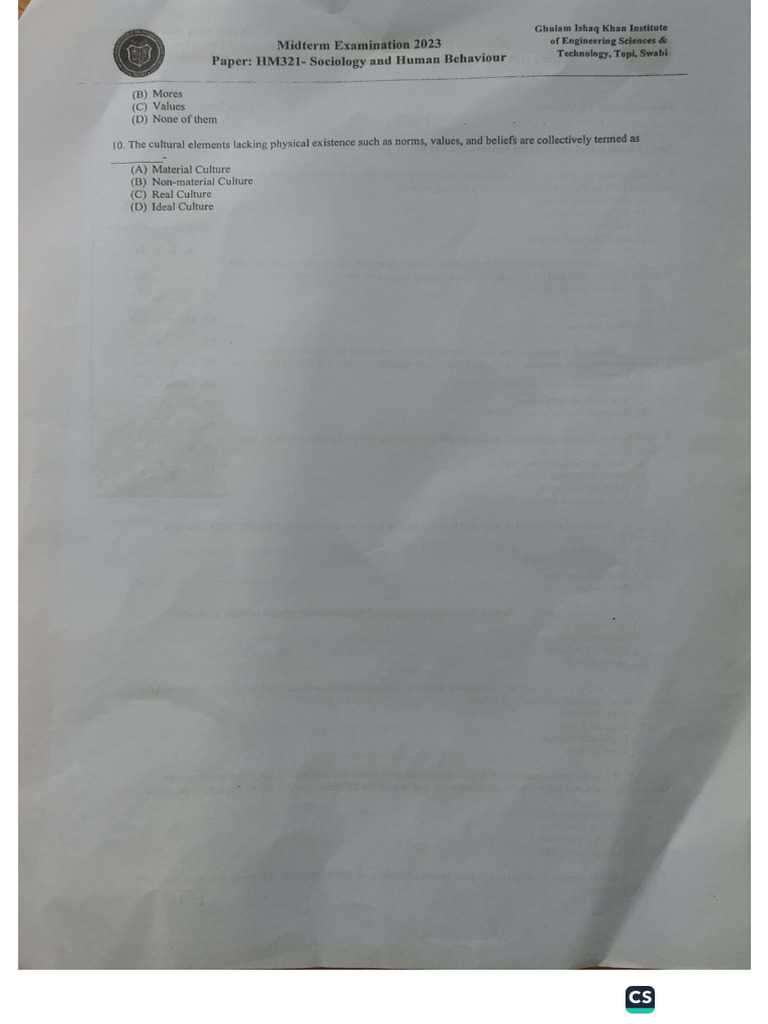 HM321-Mid Sociology and Human Behavior | PDF