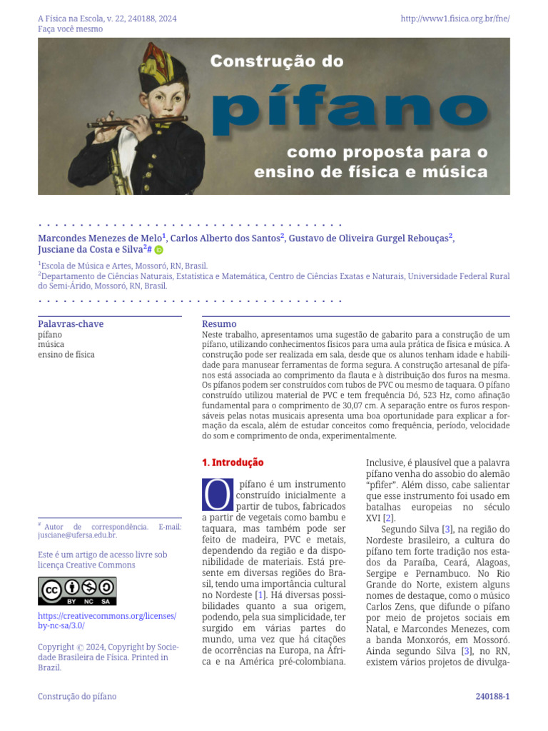 Construcao Do Pifano Como Proposta para o Ensino D | PDF | Som | Ondas