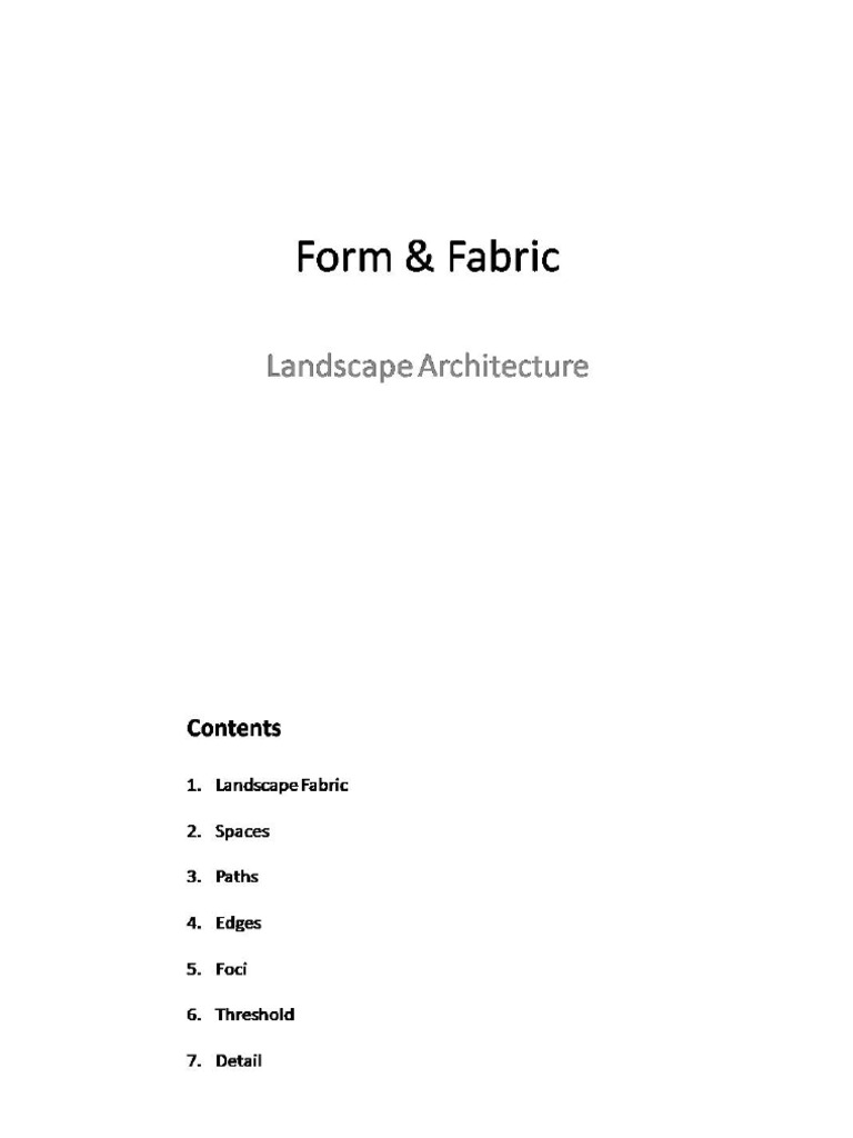 Form and Fabric of Landscape (Not Taking Ownership) | PDF