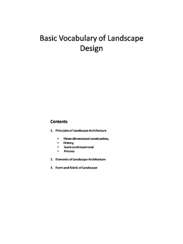 Basic Vocabulary of Landscape Design (Not Taking Ownership) | PDF