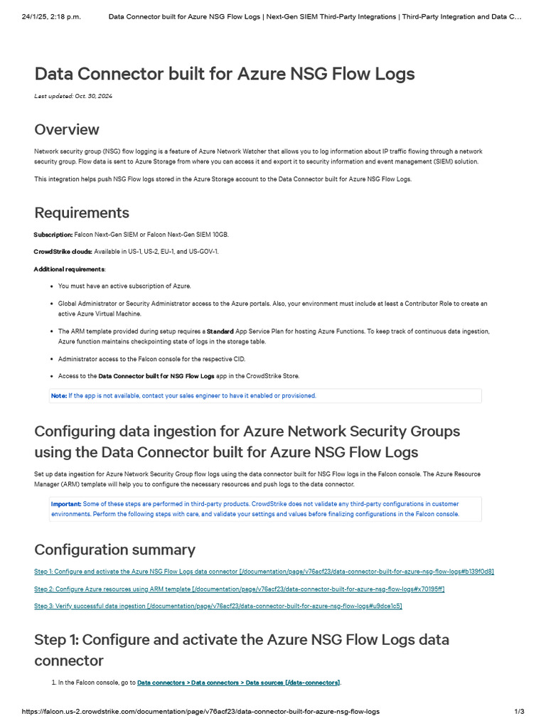 Azure NSG Flow Logs Data Connector Setup | PDF | Microsoft Azure ...